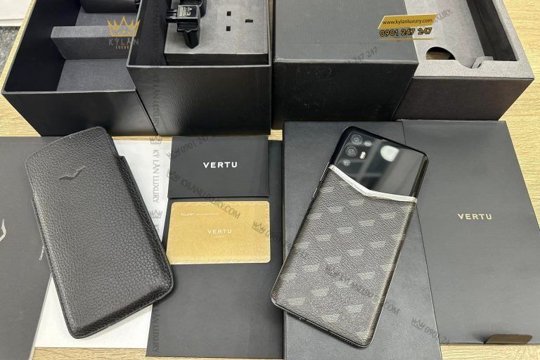 Điện thoại iVertu 5G Monogram Canvas Leather Black - Kỳ Lân Luxury