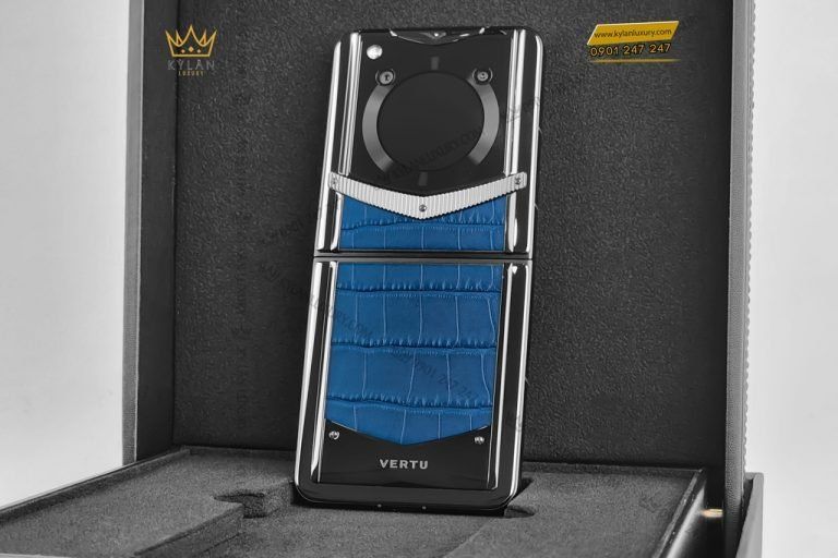 Điện thoại màn hình gập Vertu Ironflip Navy Blue Alli Bes Fee Alligator ...