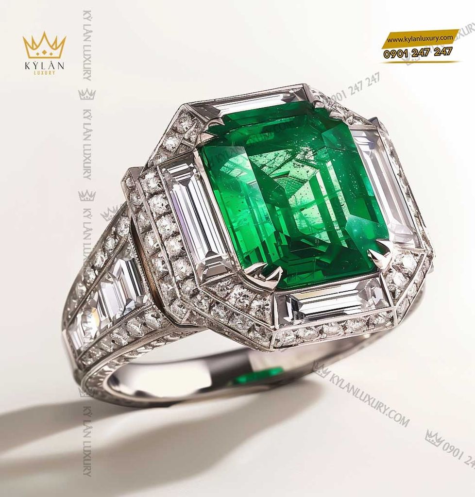 Nhẫn Alex vàng nguyên khối 18k Au750 đính đá quý - Kỳ Lân Luxury