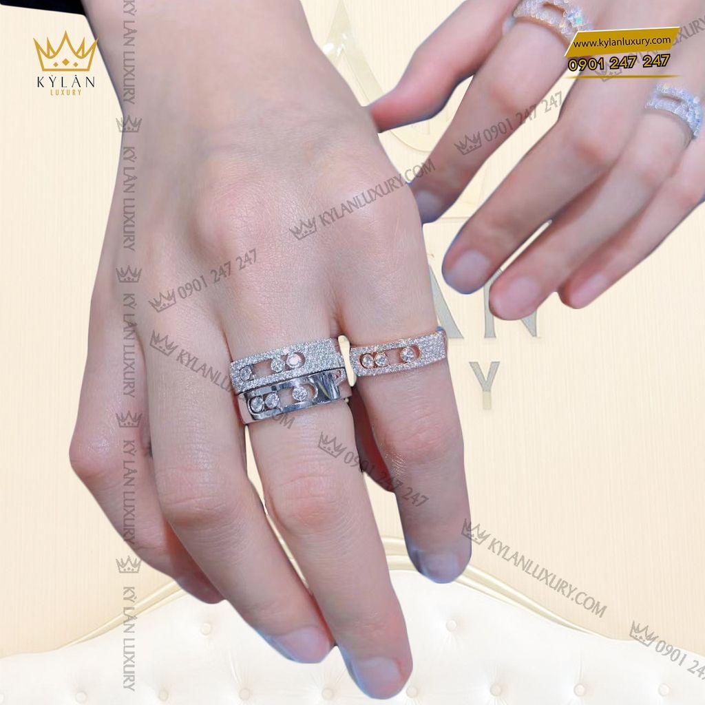 Nhẫn nữ vàng khối 18k Au750 đính kim cương - Kỳ Lân Luxury