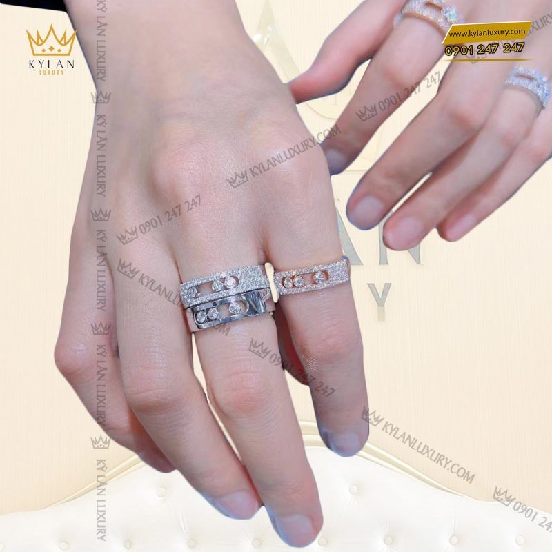 Nhẫn nữ vàng khối 18k Au750 đính kim cương - Kỳ Lân Luxury