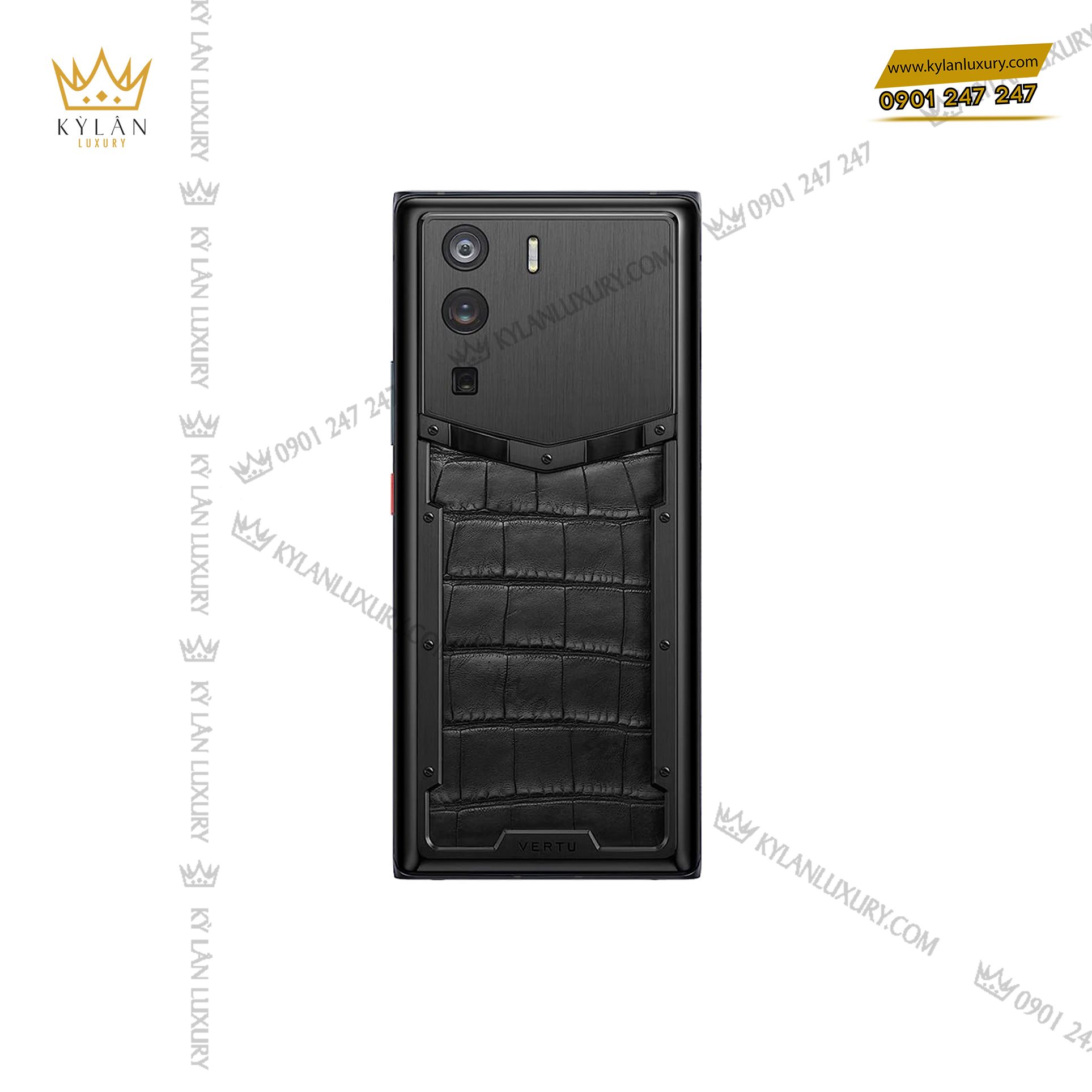 VERTU METAVERTU Iron Black Alligator Leather Phone With Clous De Paris ...