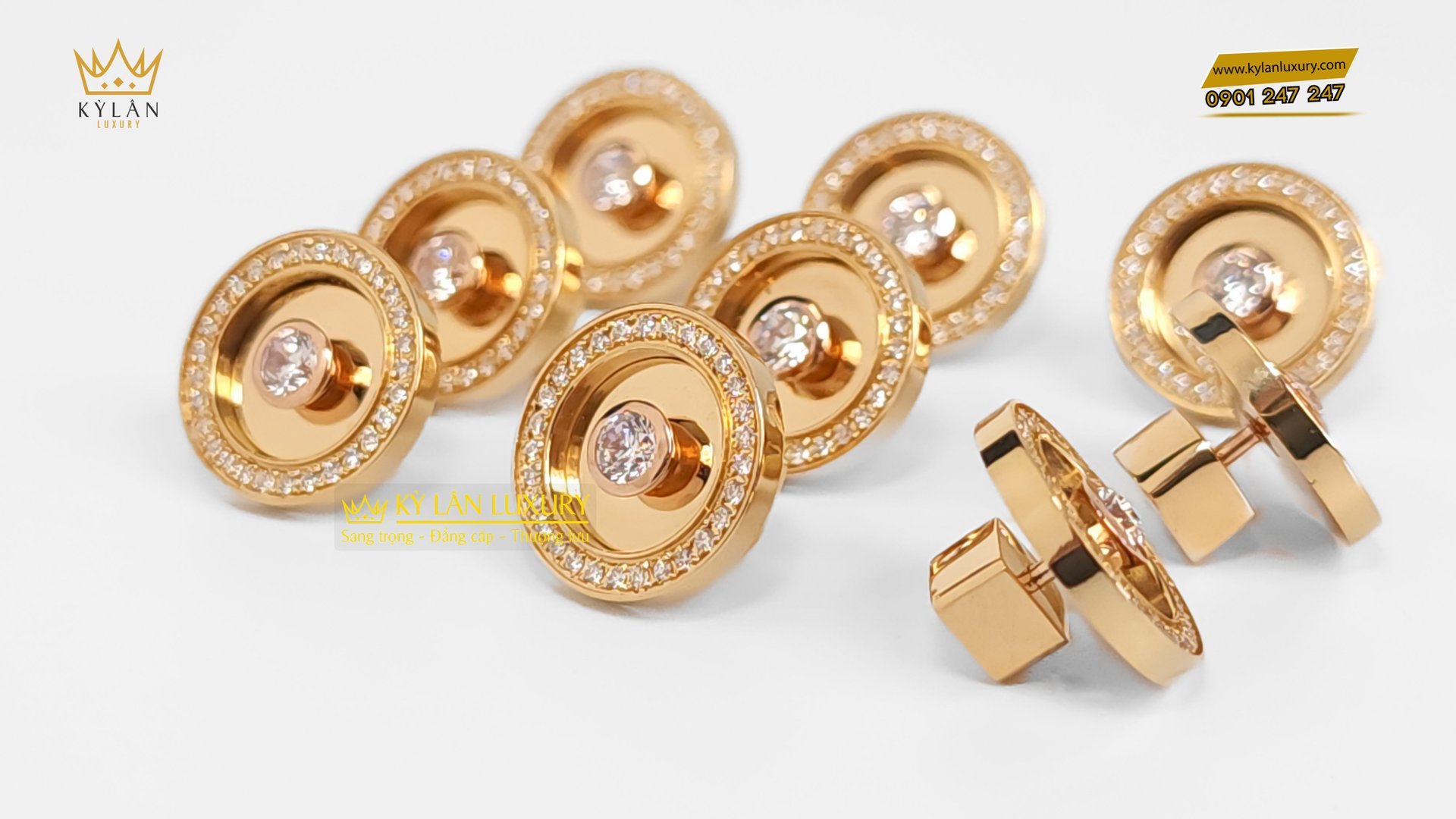 Cúc áo vàng nguyên khối đính kim KYLAN - Kỳ Lân Luxury