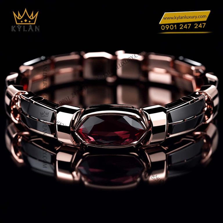 Vòng tay Apex Flame vàng nguyên khối Au750 đính ruby