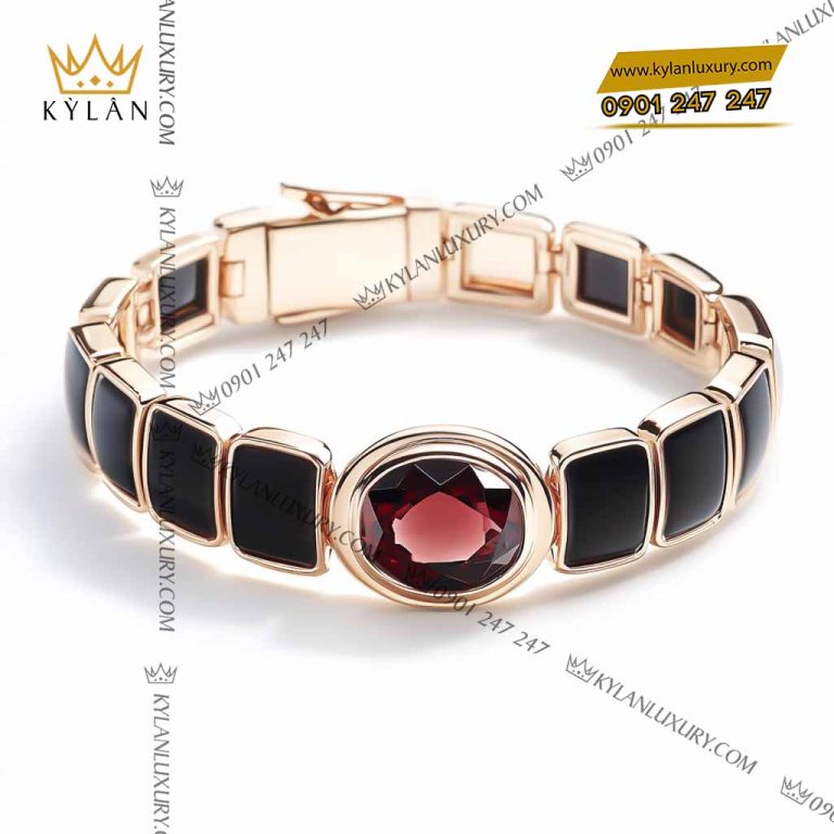 Vòng tay Vesper vàng nguyên khối Au750 đính ruby