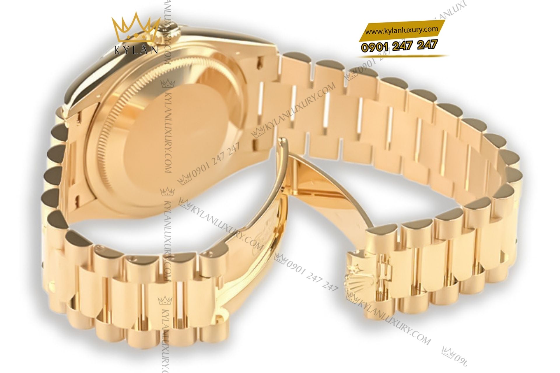 Đồng hồ Rolex Day-Date 36 128238-0051 mặt số đính kim cương và sapphire ...
