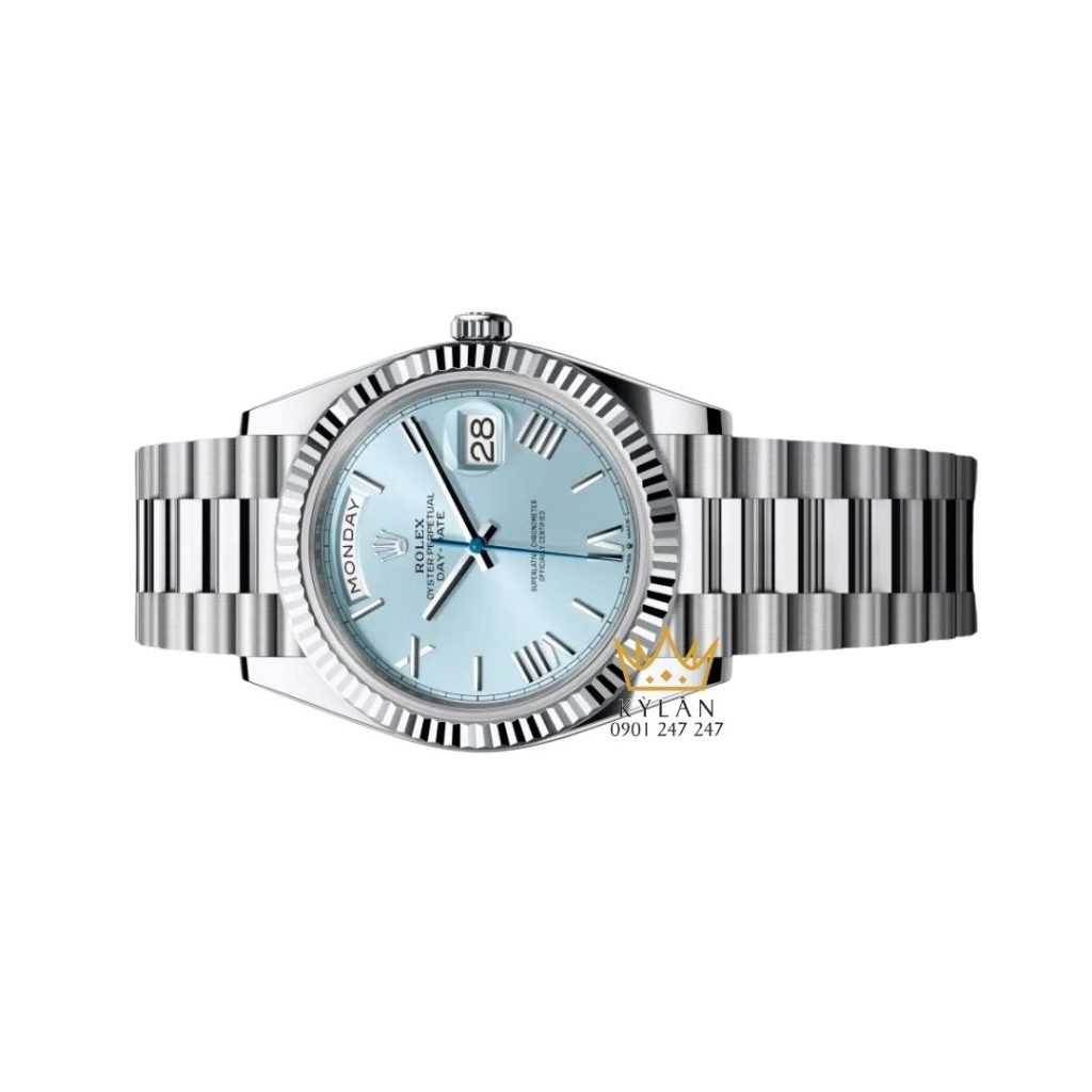 Đồng hồ Rolex Day-Date 36 M128236-0018 Bạch kim mặt số xanh băng giá ...