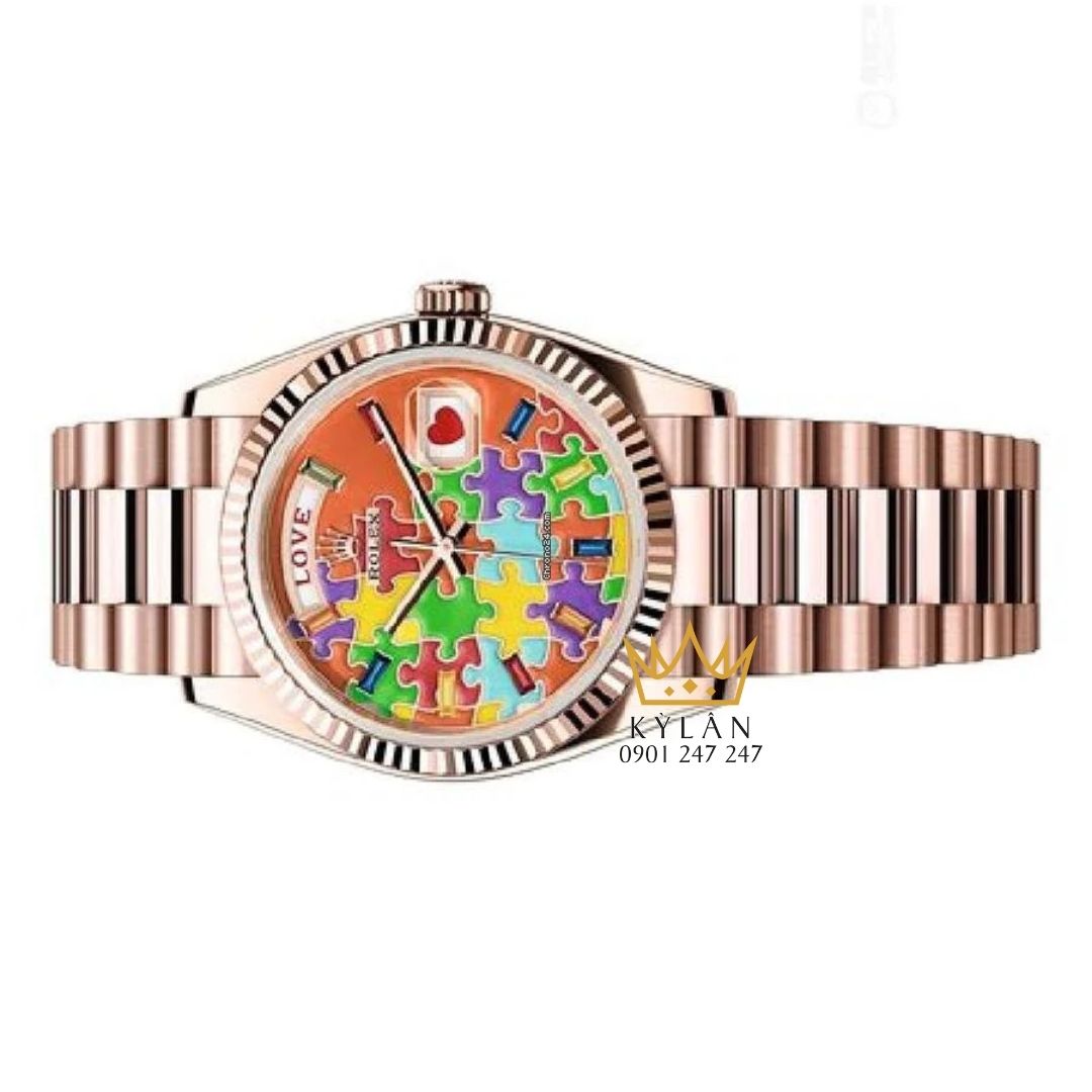 Đồng hồ Rolex Day-Date 36 128235 Puzzle Dial - Kỳ Lân Luxury