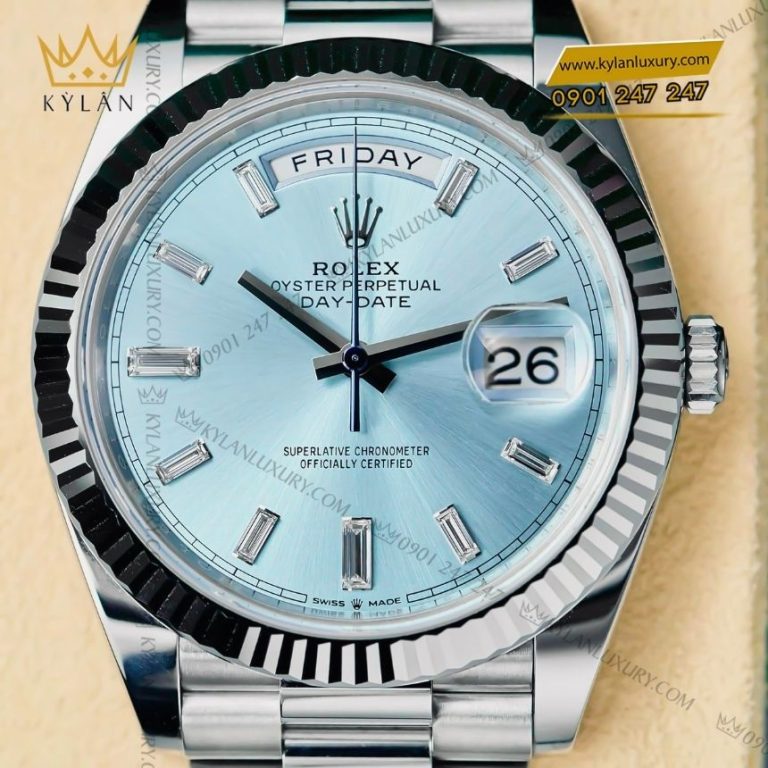 Đồng hồ Rolex Day Date 40 Ice Blue kim cương 228236-0006 - Kỳ Lân Luxury