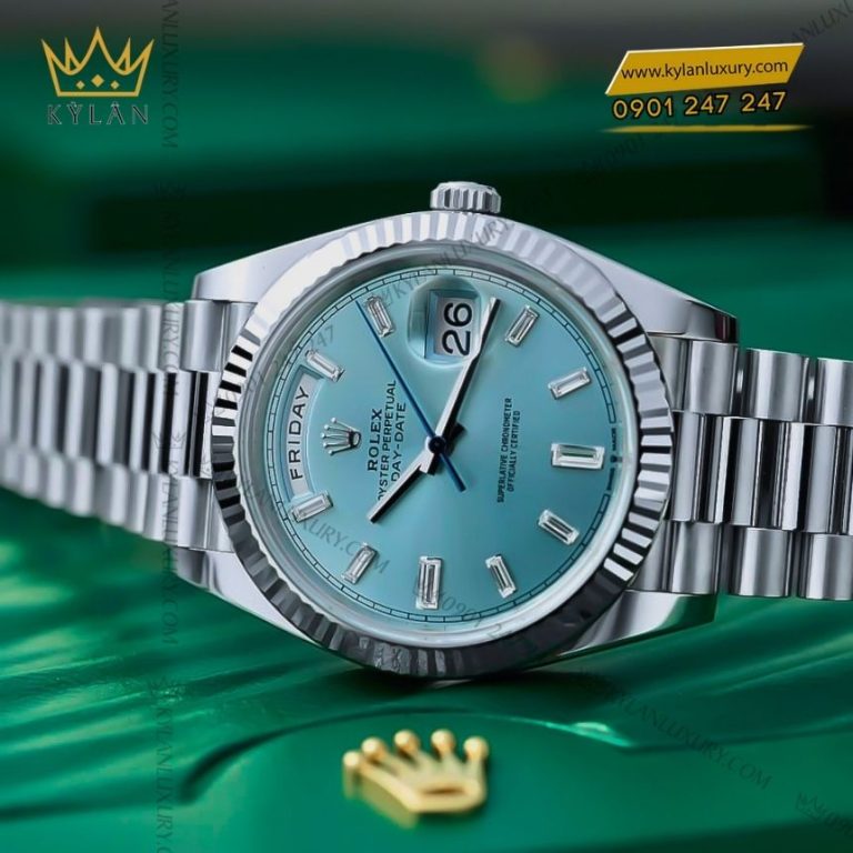 Đồng hồ Rolex Day Date 40 Ice Blue kim cương 228236-0006 - Kỳ Lân Luxury