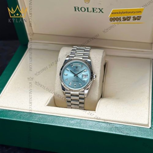 Đồng hồ Rolex Day Date 40 Ice Blue kim cương 228236-0006 - Kỳ Lân Luxury