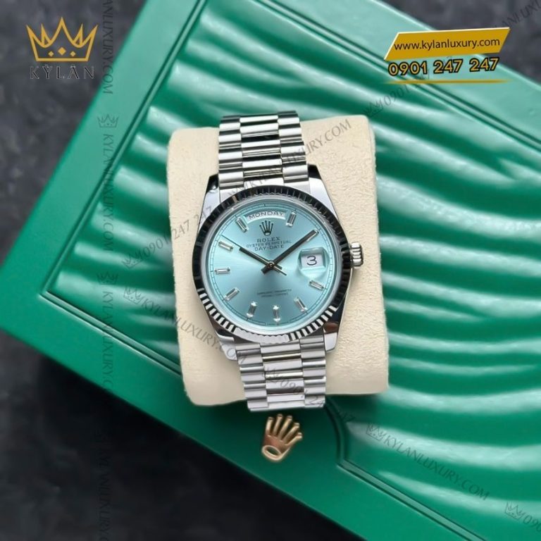 Đồng hồ Rolex Day Date 40 Ice Blue kim cương 228236-0006 - Kỳ Lân Luxury
